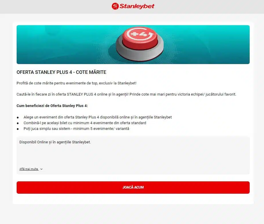 Promoții Sport Stanleybet 2025 - Master Prono Stanley